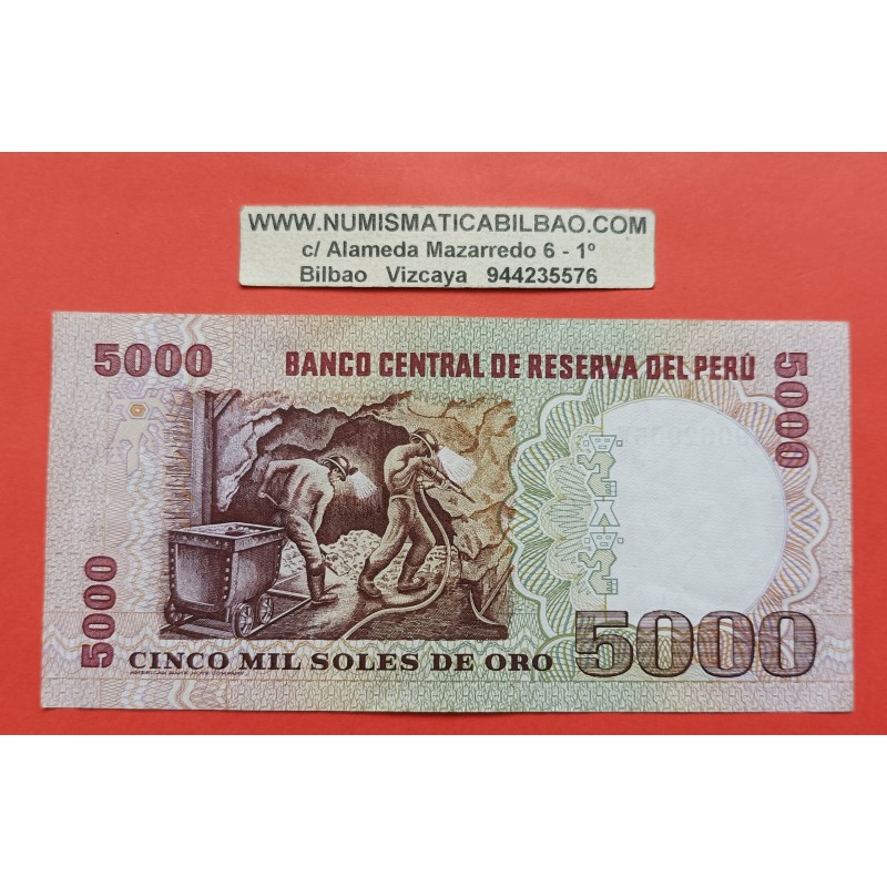PERU 5000 SOLES 1985 FRANCISCO BOLIGNERI Y MINEROS Pick 117C BILLETE SC