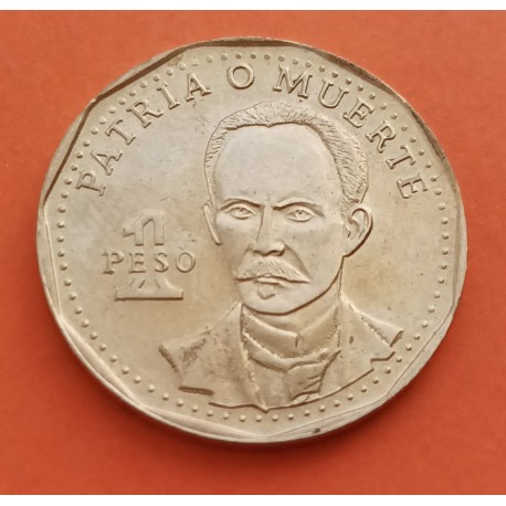 CARIBE 1 PESO 1994 JOSE MARTI y ESCUDO NACIONAL KM.347 MONEDA DE LATON EBC Caribe