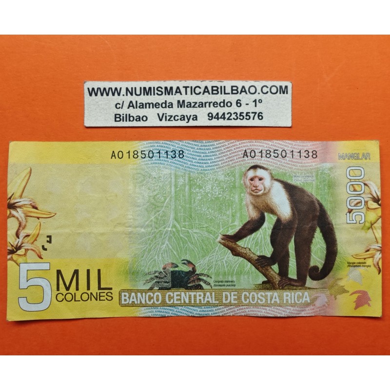 @PVP NUEVO 37€@ COSTA RICA 5000 COLONES 2009 MONO, MANGLAR y CANGREJO ...