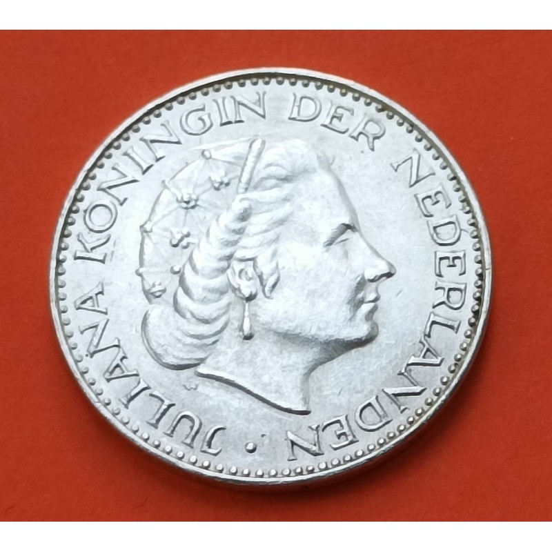 HOLANDA 1 GULDEN 1967 REINA JULIANA KM.184 MONEDA DE PLATA SC- The ...