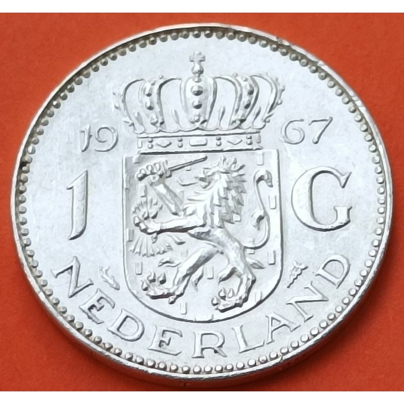 HOLANDA 1 GULDEN 1967 REINA JULIANA KM.184 MONEDA DE PLATA SC- The ...